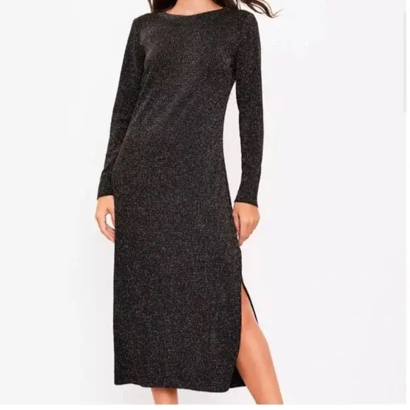 LOFT | Dresses | Nwt Loft Shimmer Long Sleeve Midi Dress | Poshmark